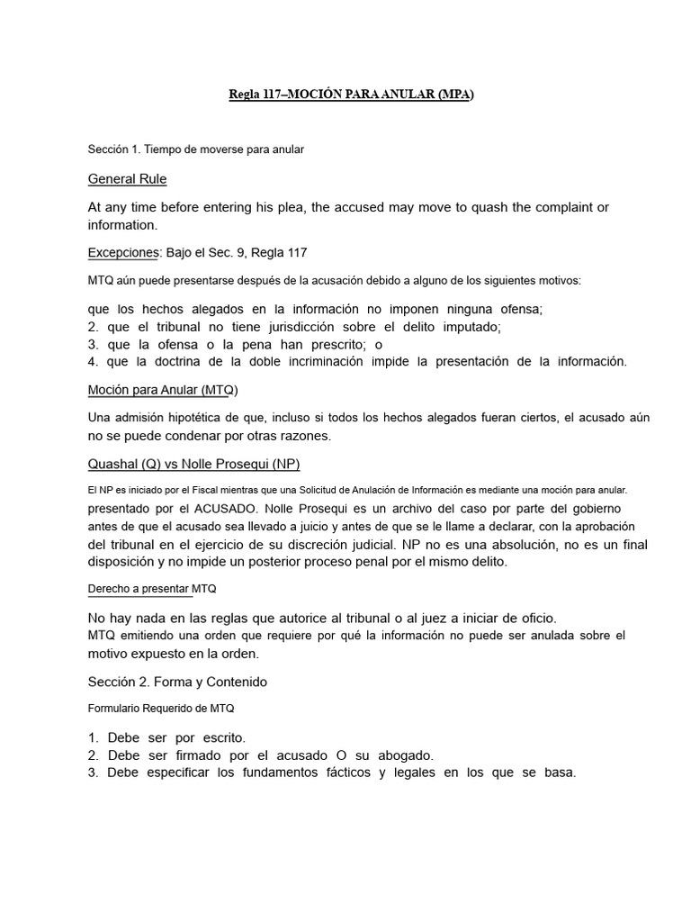 Regla 117 Moción para Anular | PDF | Ley Pública | Justicia