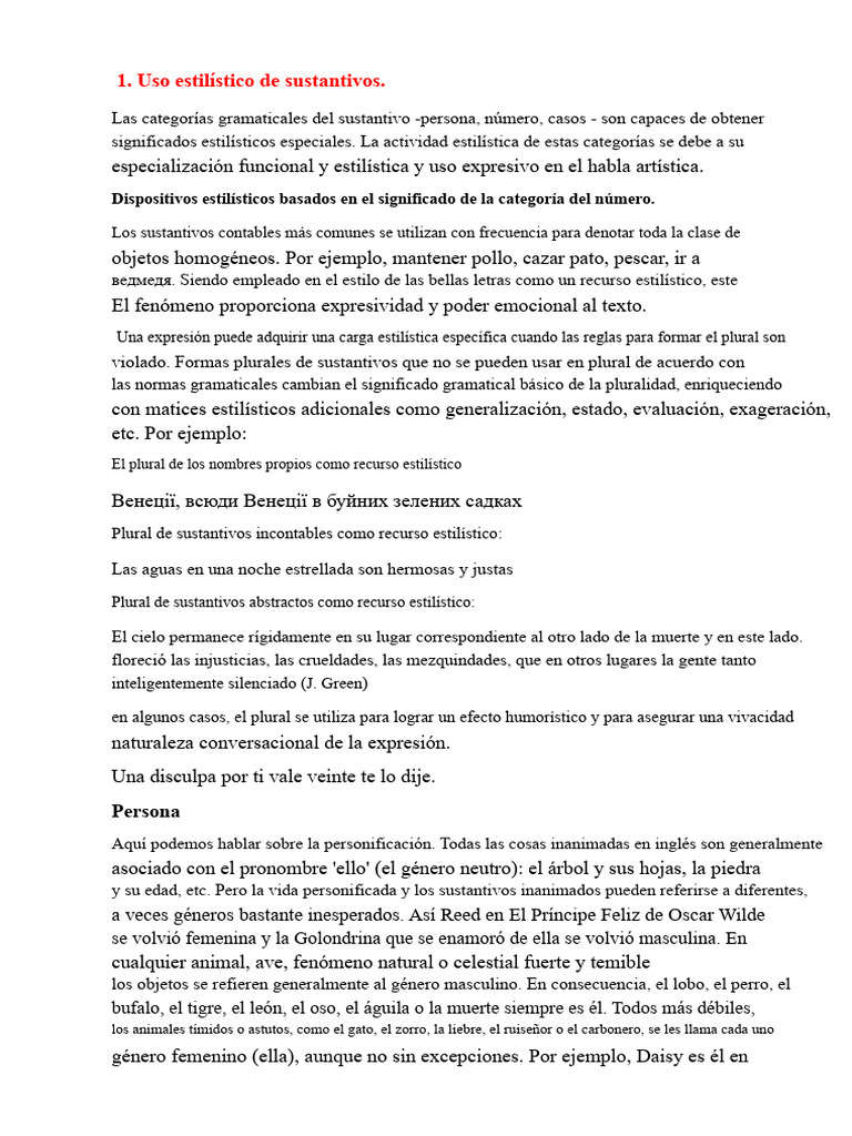 Estilística 4444444 | PDF | Pronombre | Numero Gramatical