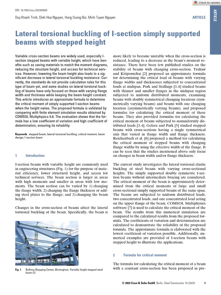 2023 Lateral Torsional Buckling of Isection Simply Supported Beams With ...