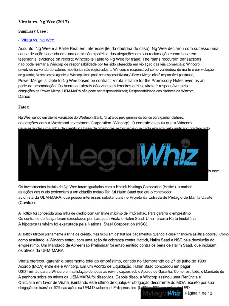 Virata vs Ng Wee | PDF | Empréstimos | Crédito
