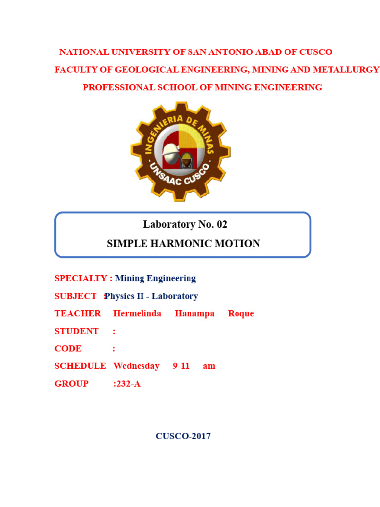 Simple Harmonic Motion Lab Report | PDF | Oscillation | Mechanics