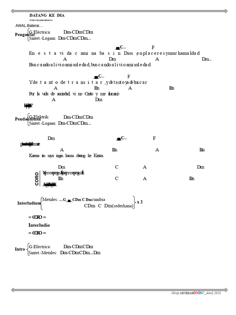 Datanglah Ke El Acordes, Kristus Menyelamatkanmu. | PDF