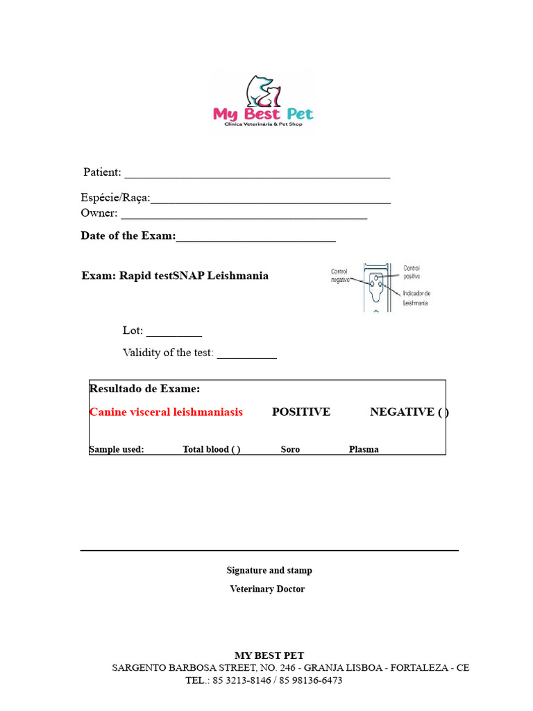 LEISHMANIA TEST REPORT - My Best Pet | PDF