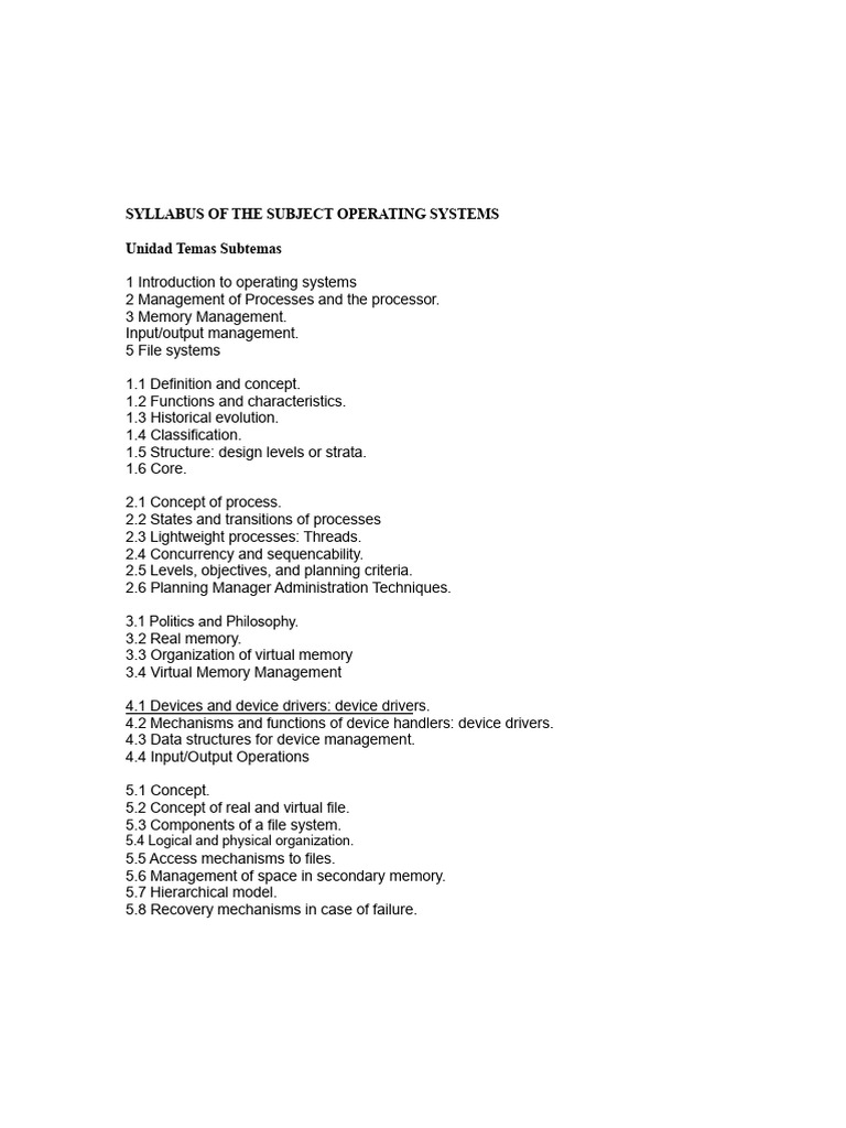 Operating Systems Syllabus | PDF | Operating System | System