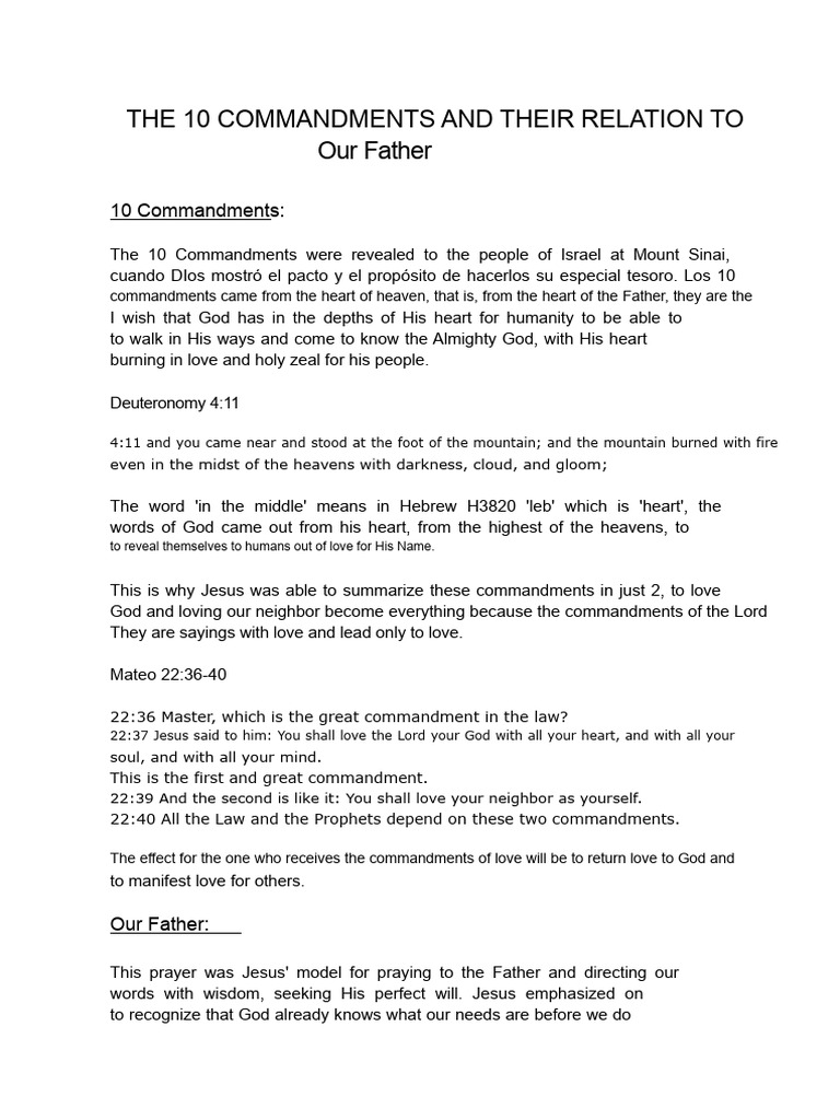 10 Commandments and The Our Father | PDF | God The Father | Lord's Prayer