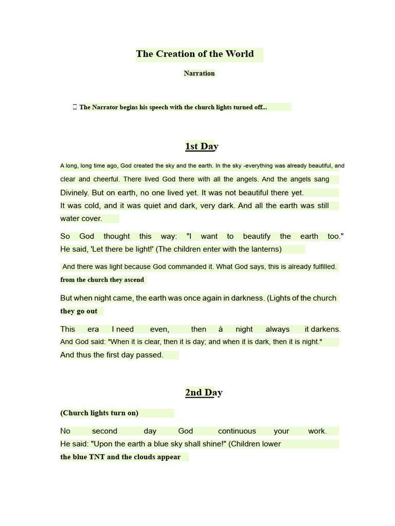 God's Creation of the World Explained | PDF | Genesis Creation ...