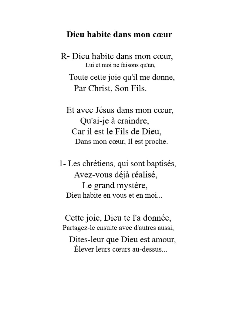 Dieu habite dans mon cœur | PDF