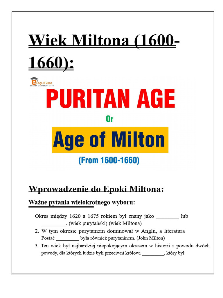 Wiek Miltona.docx | PDF