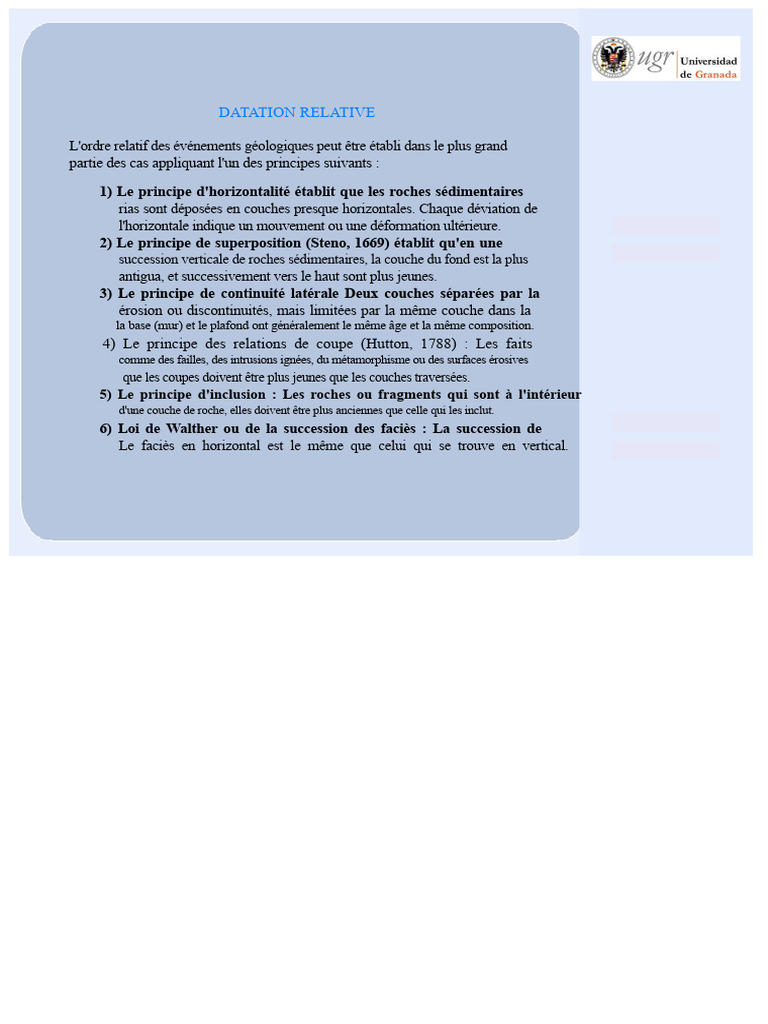 Principes de datation relative et absolue | PDF | Atomes | Radioactivité