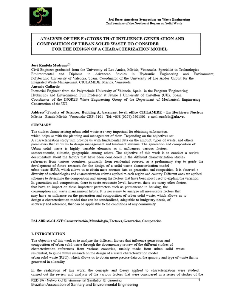 Analysis of The Factors That Influence The Generation and Composition ...
