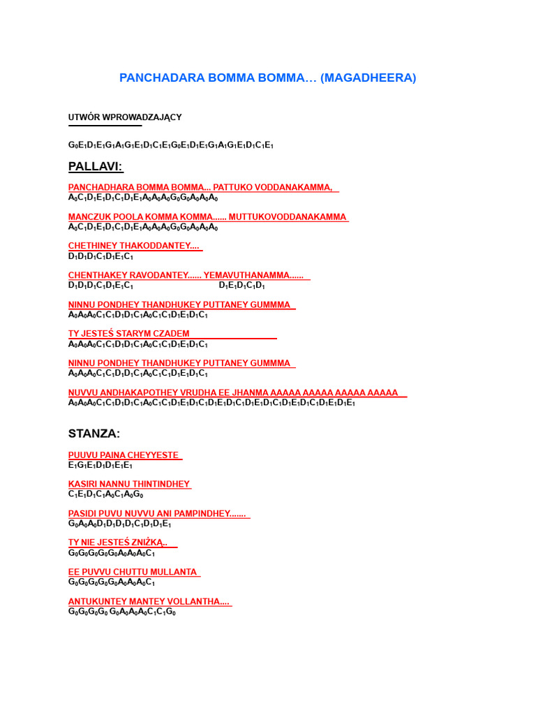 Panchadhara Bomma Lyrics Analysis | PDF