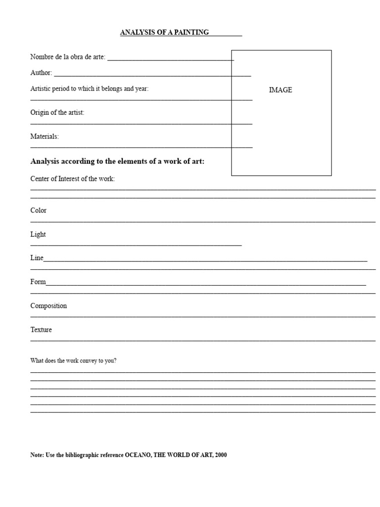 Art Work Analysis Sheet | PDF | The Arts | Entertainment
