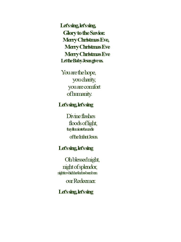 Christmas Eve Song of Hope and Unity | PDF