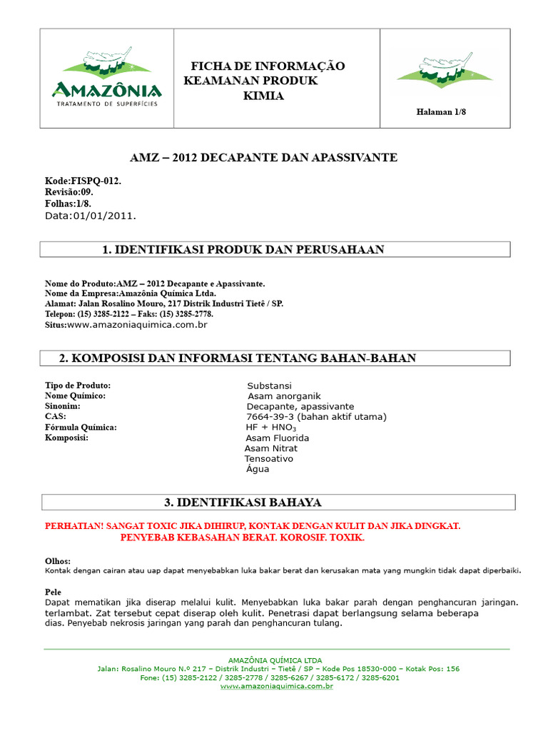 Decapant Dan Penghilang AMZ | PDF