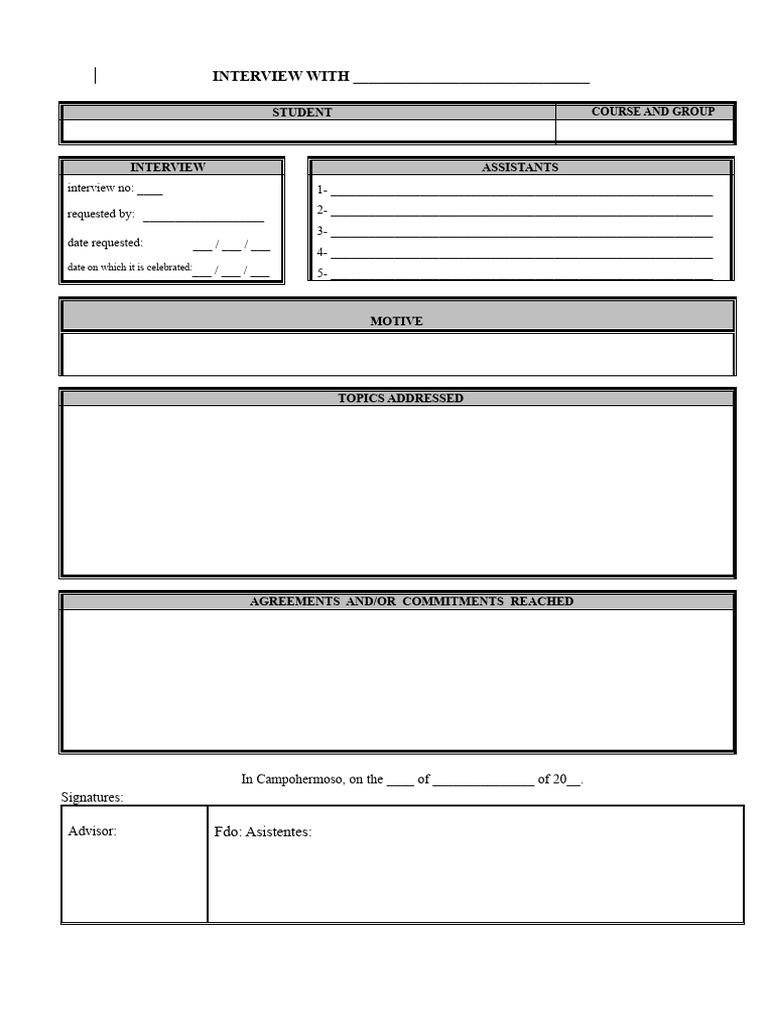 Interview Templates Family Students | PDF