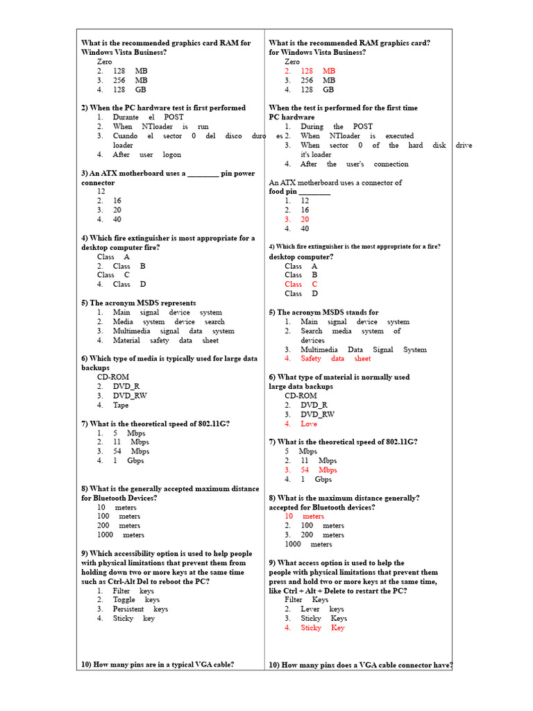 Comptia A+ Questions | PDF | Floppy Disk | Printer (Computing)