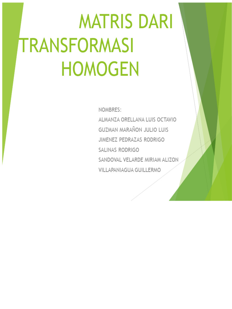 Matriks Transformasi Homogen dalam Robotika | PDF