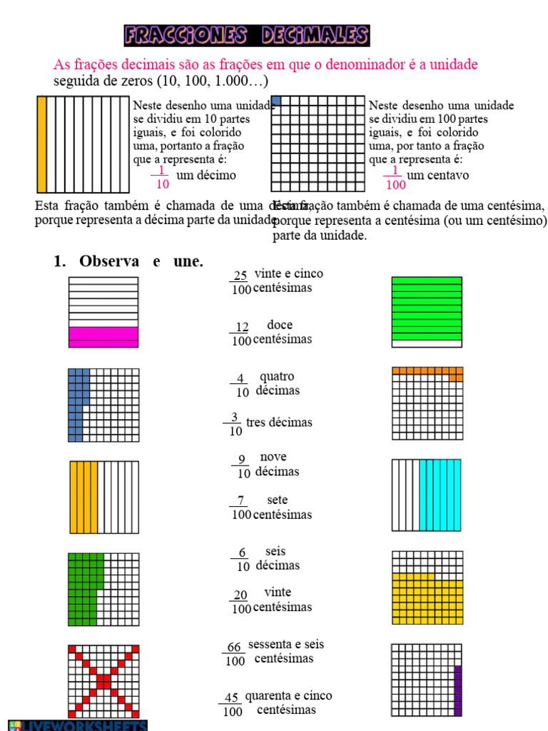 frações decimais | PDF | Decimal | Matemática discreta
