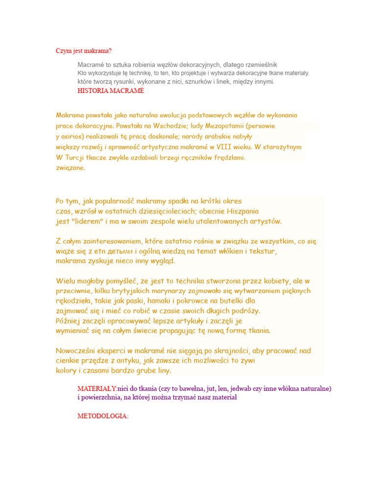 Czym jest makrama.docx | PDF