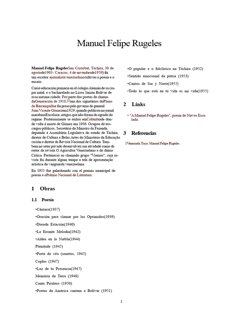 Manuel Felipe Rugeles | PDF | Venezuela