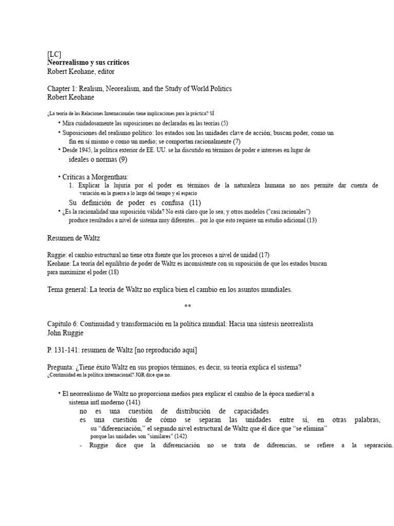 Keohane Neorrealismo Sus Críticos (2) | PDF | Epistemología