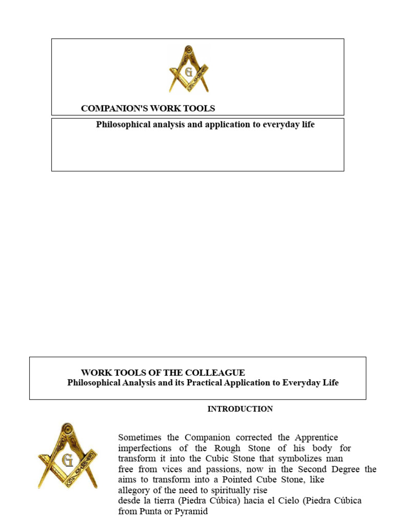 Masonry. WORKING TOOLS OF THE COMPANION | PDF | Lever | Freemasonry