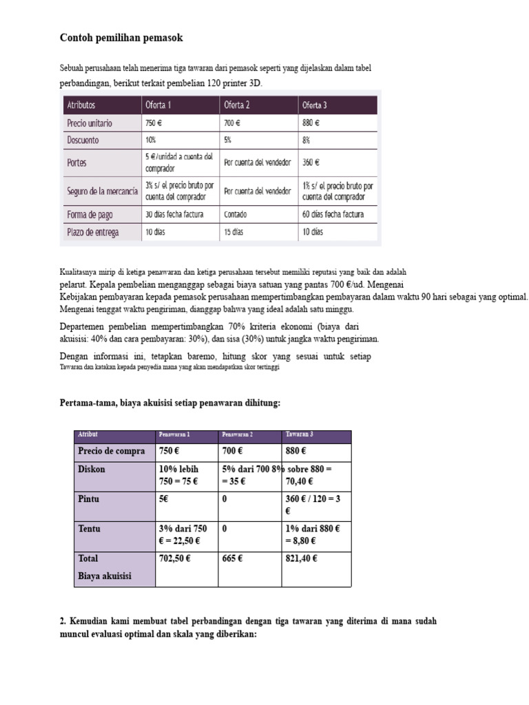 Analisis Tawaran Pemasok Printer 3D | PDF