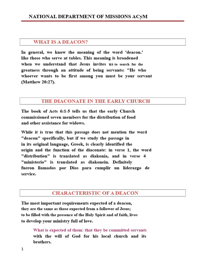 Understanding the Role of Mission Deacons | PDF | Christian Mission ...