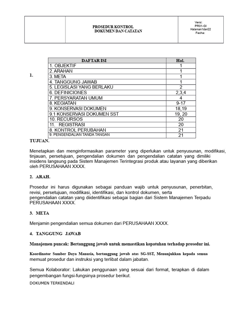 PROSEDUR DOKUMEN SGSST | PDF