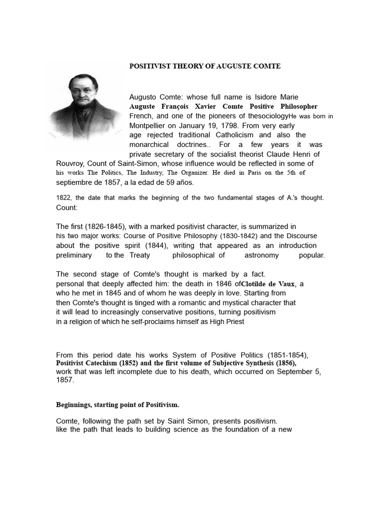 Positivist Theory of Auguste Comte | PDF | Positivism | Science