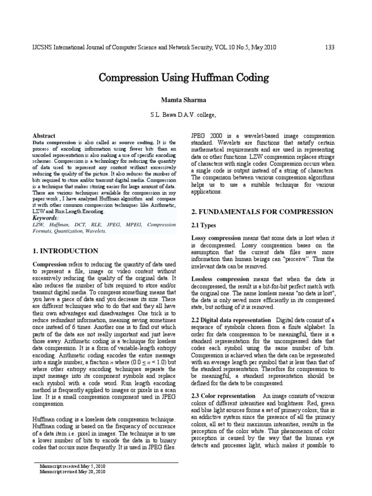 Compression Using Huffman Coding Pdf Data Compression Sampling Signal Processing