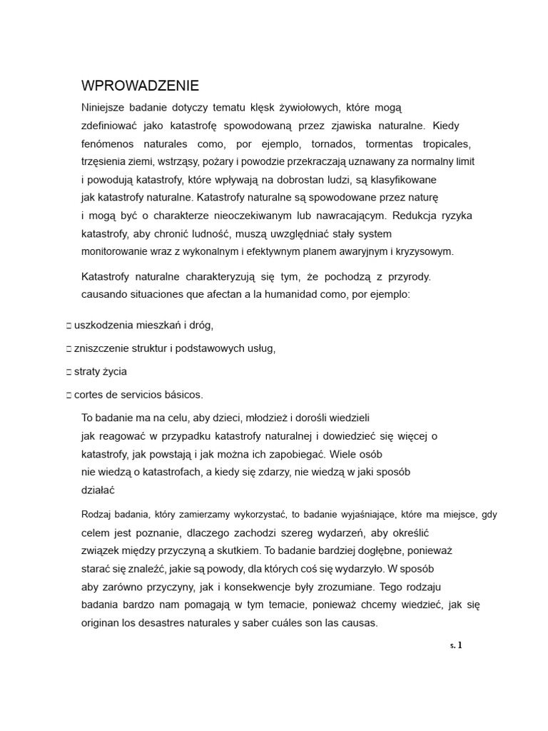 Praca Magisterska Katastrofy Naturalne | PDF