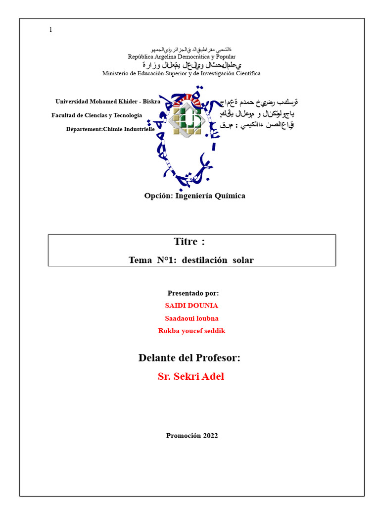 Destilación Solar | PDF | Agua | Destilación