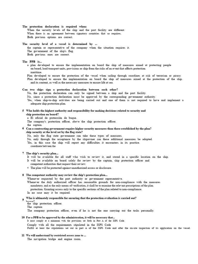 Official Ship Protection Questionnaire | PDF | Shipping | Water Transport