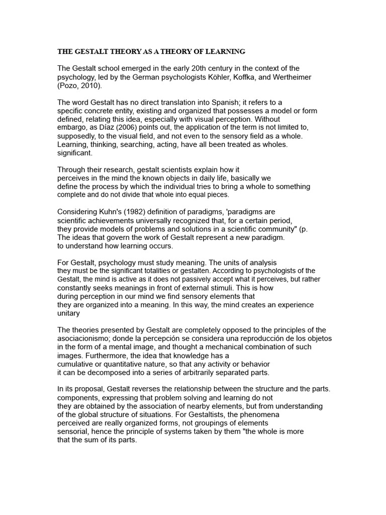 Gestalt Theory in Learning Explained | PDF | Constructivism (Philosophy ...