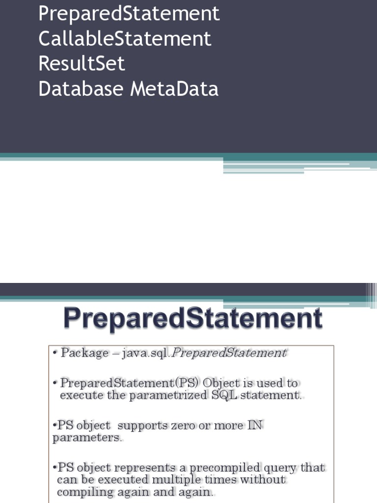 JDBC PreparedStatement Guide | PDF | Sql | Information Retrieval