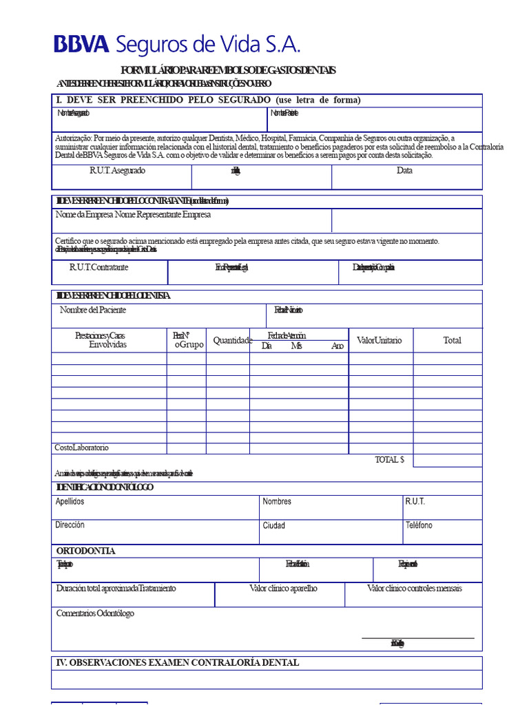 Formulário Bbva Dental | PDF | Odontologia | Remédio