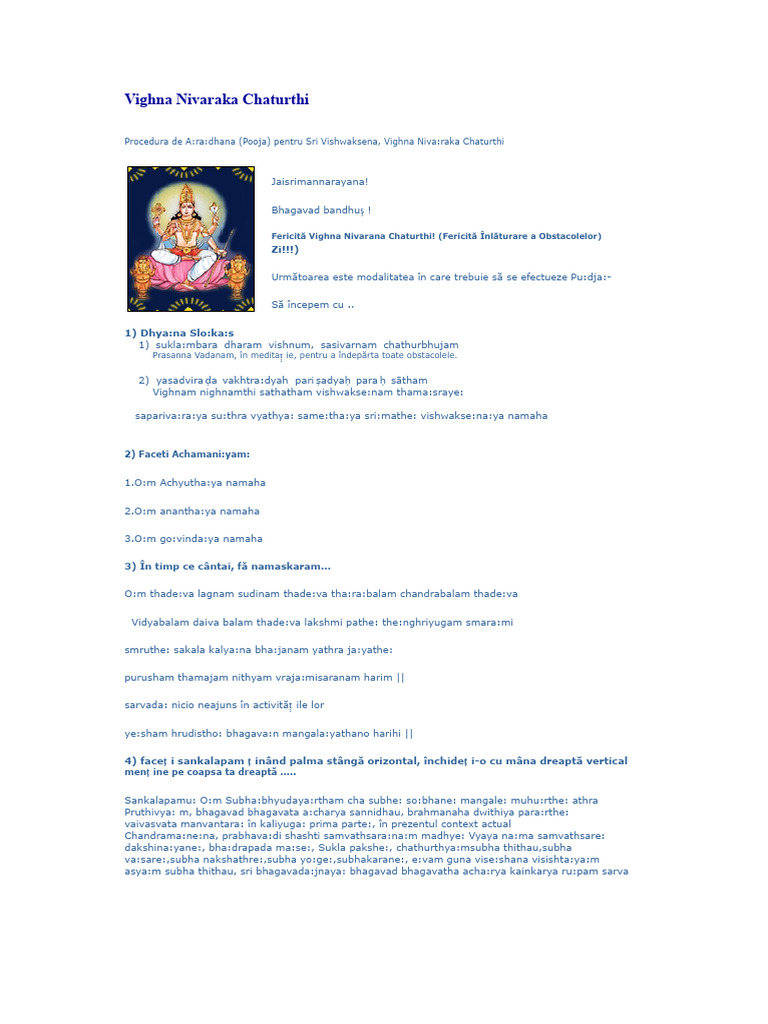 Vighna Nivaraka Chaturthi Pooja Guide | PDF | Indian Religions | Hindu ...