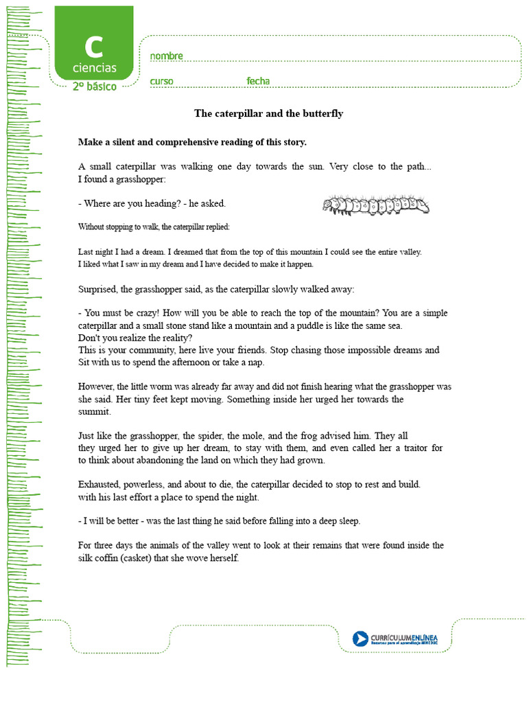Caterpillar and Butterfly Story | PDF | Butterfly | Dream