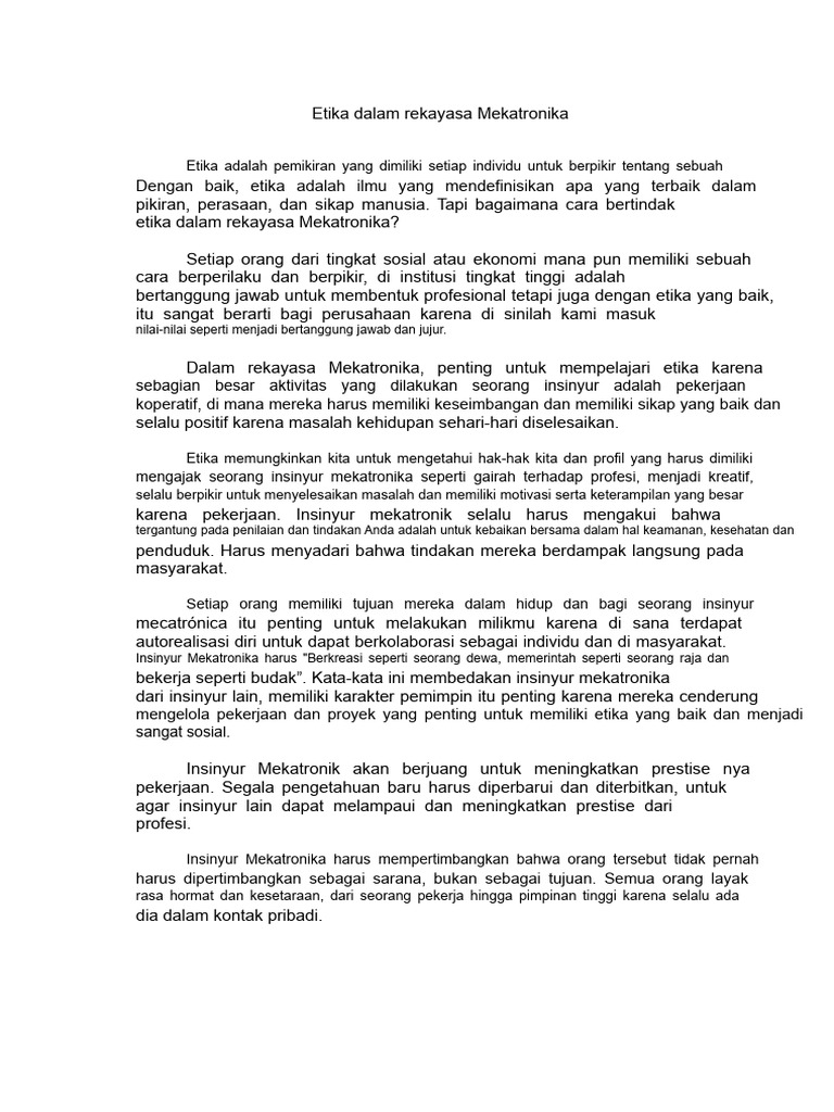 Etika dalam Rekayasa Mekatronika | PDF