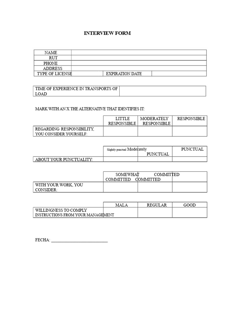 Interview Form | PDF