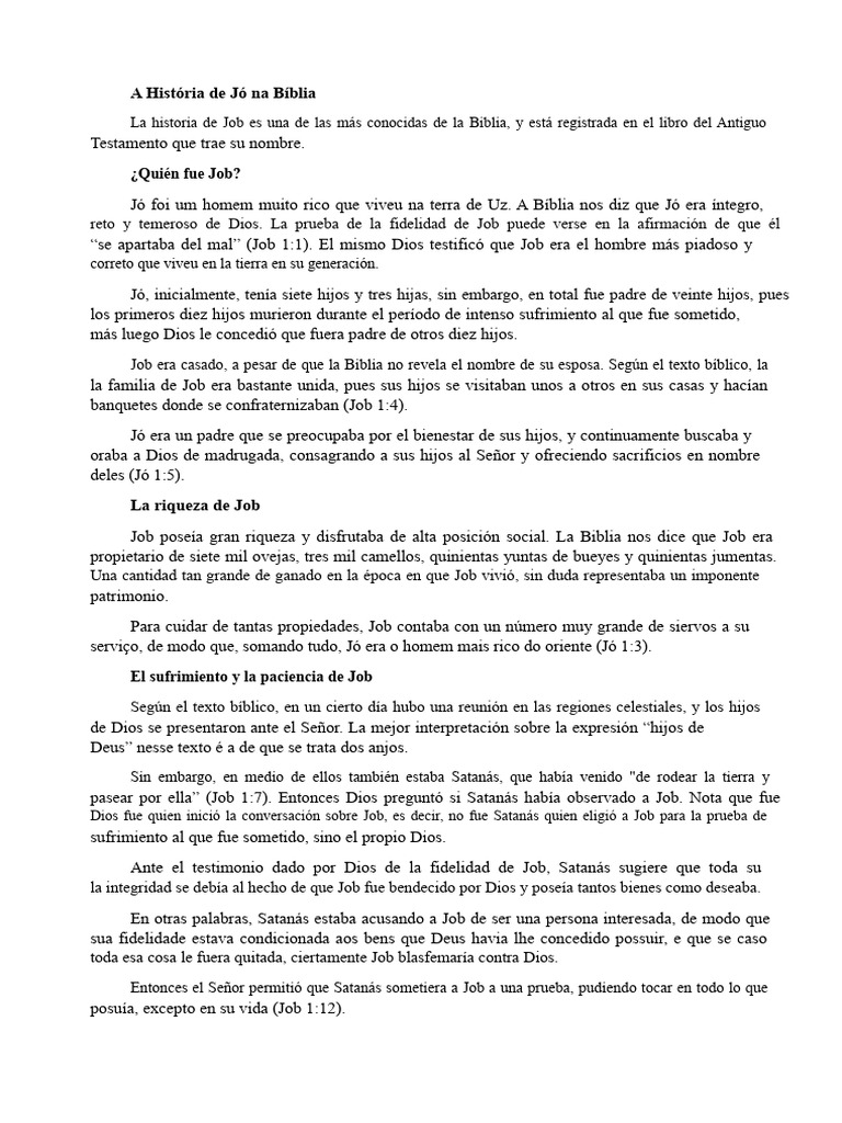 La Historia de Job en La Biblia | PDF | Libro de trabajo | Satán