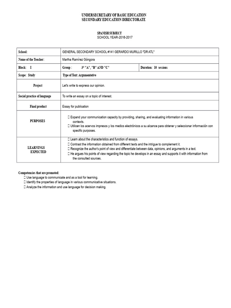 Spanish Essay Writing Project Guide | PDF | Essays | Information