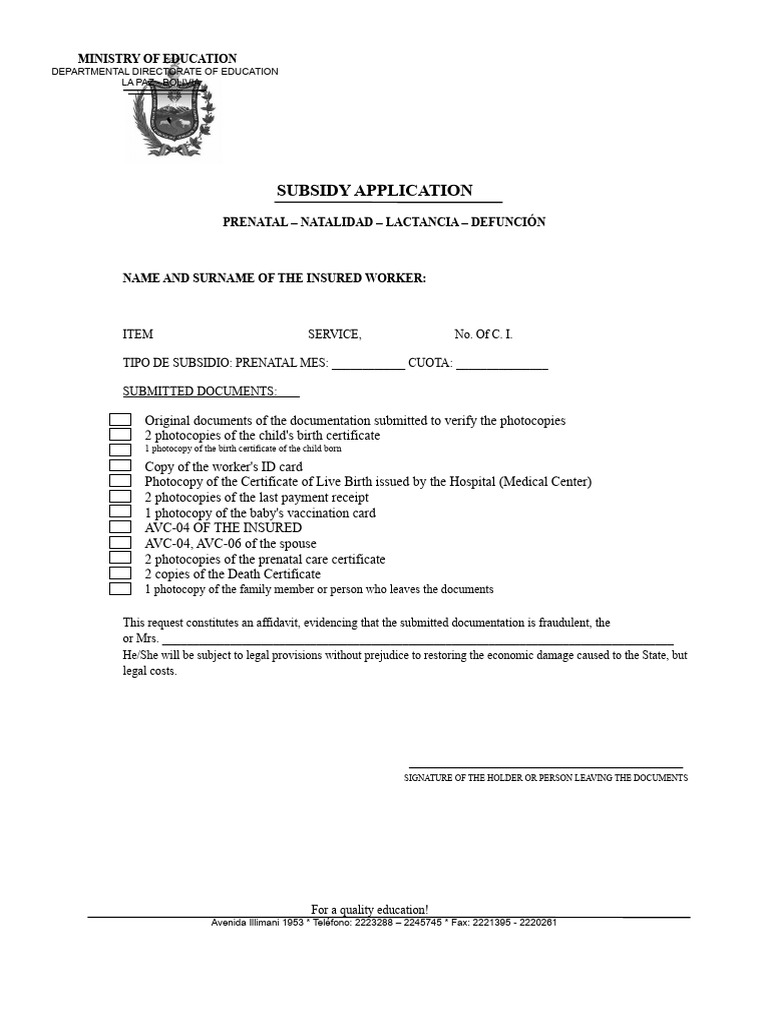 Subsidy Application Form | PDF