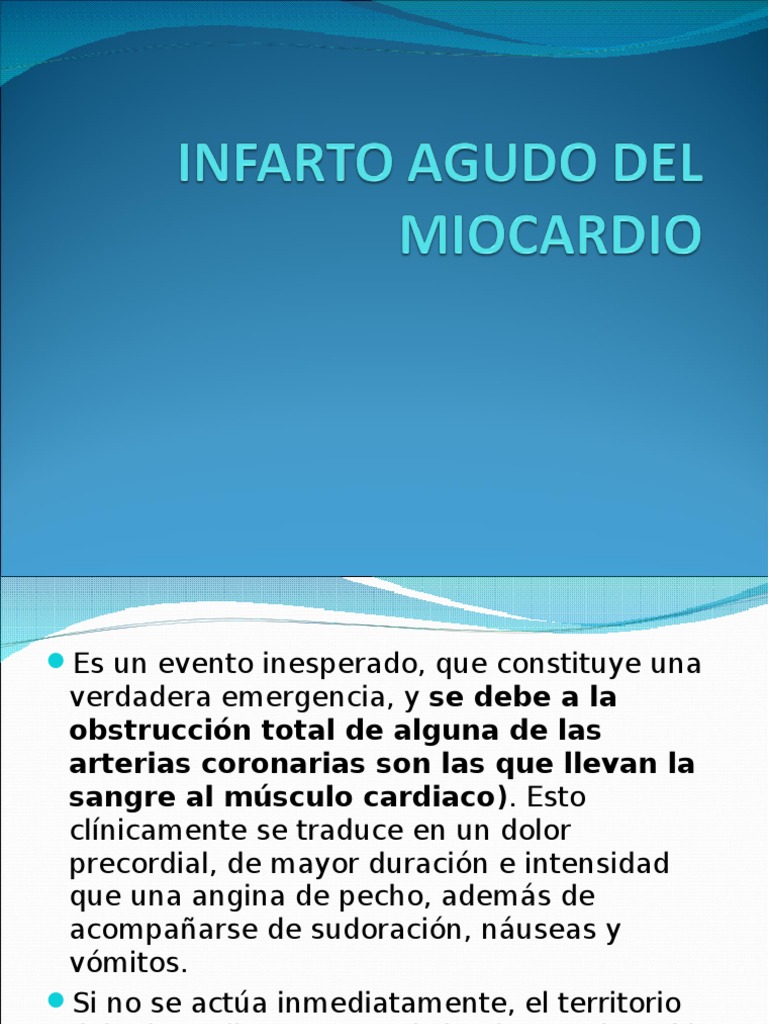 Infarto Agudo de Miocardio: Guía de Emergencia | PDF | Infarto de ...