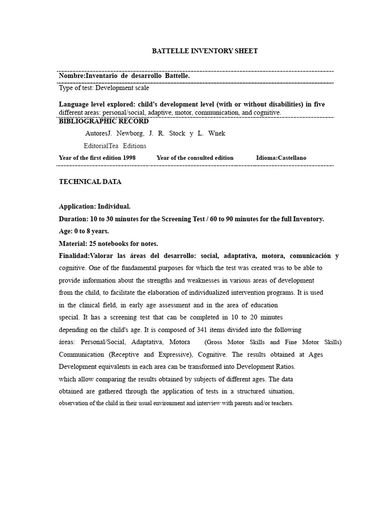 Battelle Sheet | PDF