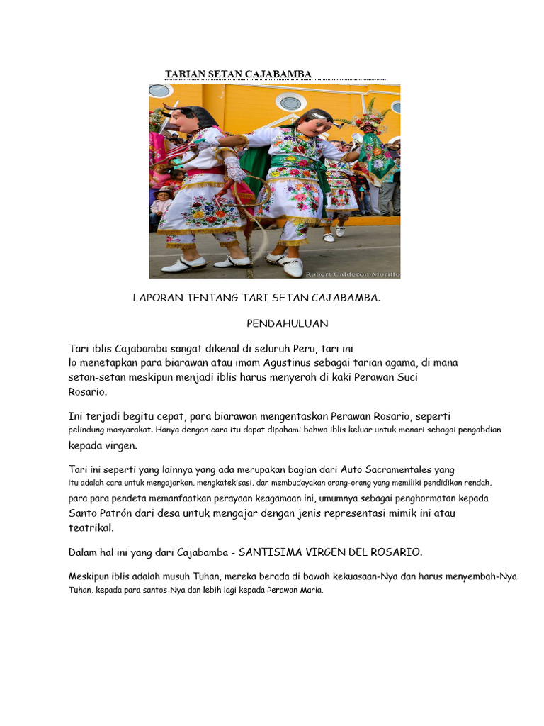 Tari Setan Cajabamba: Warisan Budaya Peru | PDF