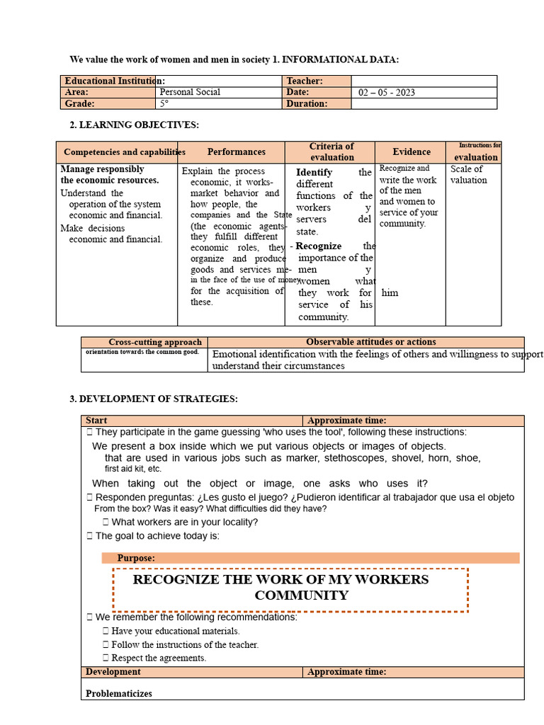 We Value The Work of Women and Men in Society 1 | PDF | Evaluation ...