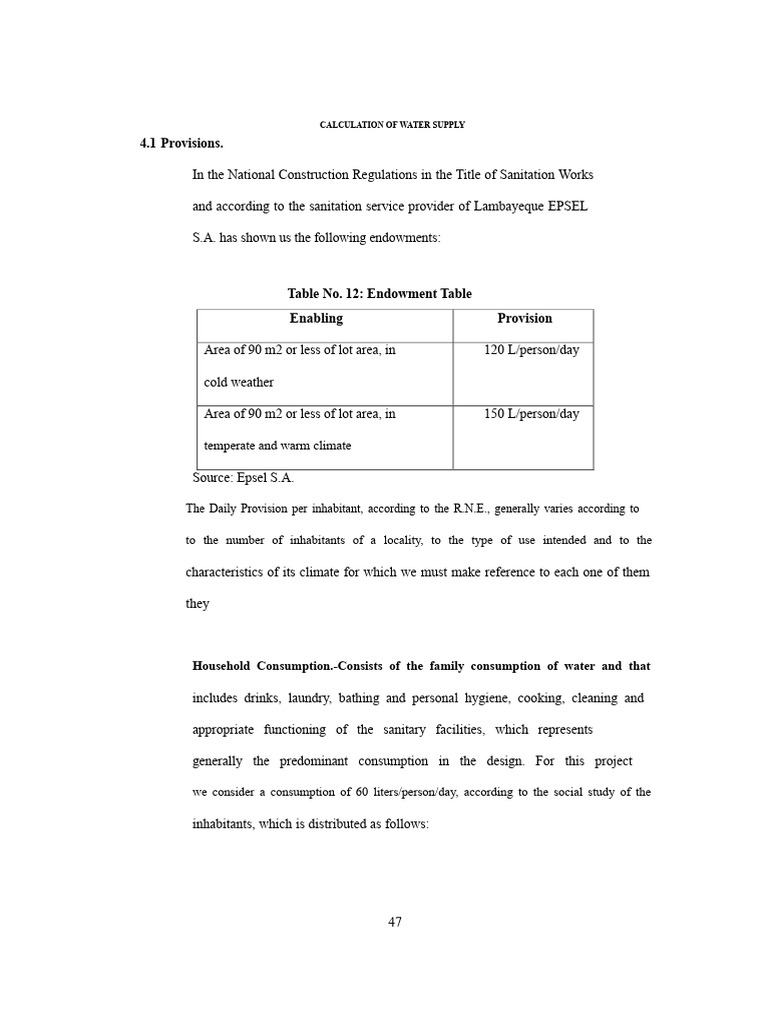 Water Supply Calculation Guidelines | PDF | Water | Hygiene
