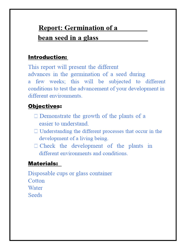 Report On The Germination of A Seed | PDF | Seed | Germination